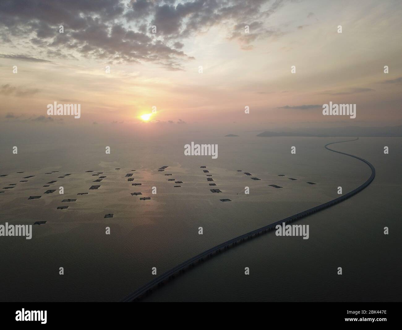 Aerial view Sultan Abdul Halim Muadzam Shah Bridge with fish farm in ...