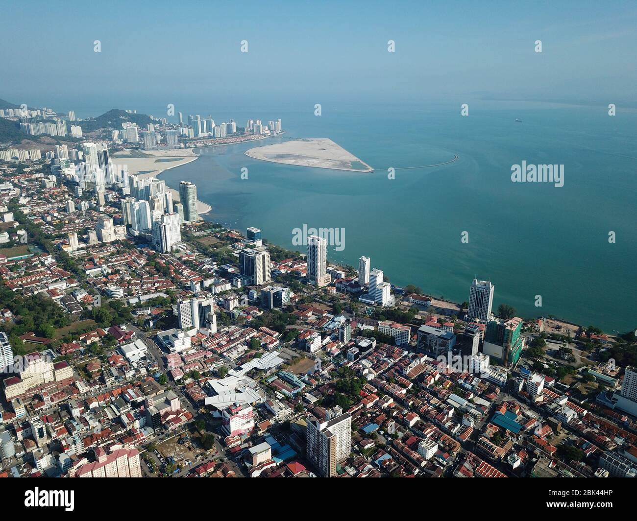 Aerial view Georgetown. Background is reclamation land Gurney Wharf ...