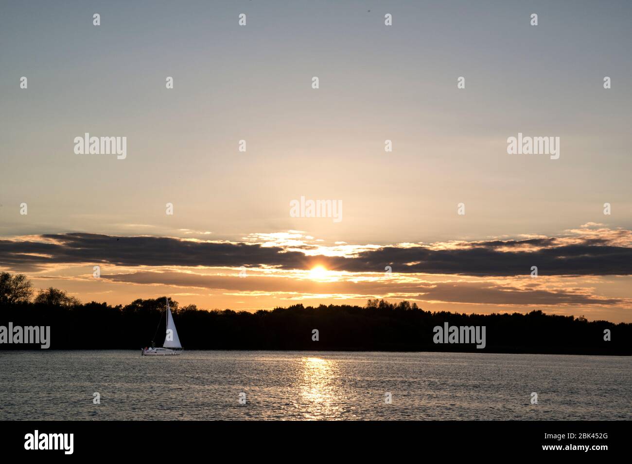 Sunset on Lough Neagh on a warm Autumn evening Stock Photo - Alamy