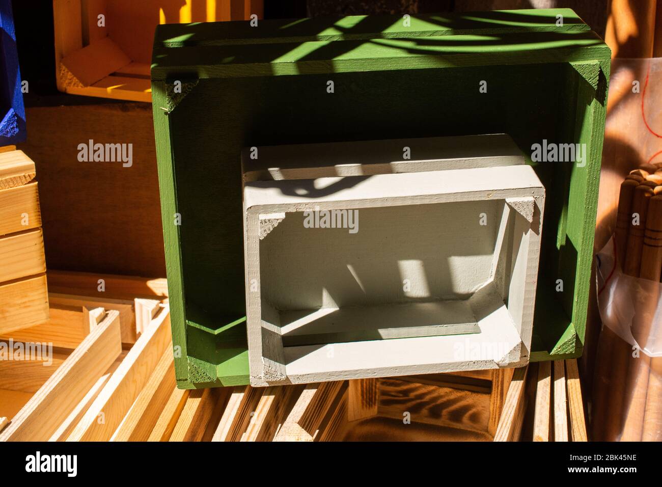 Wooden shipping containers hi-res stock photography and images - Alamy