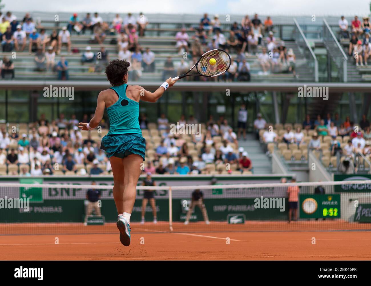 Carla Suarez Navarro of Spain in action during her third-round match at ...