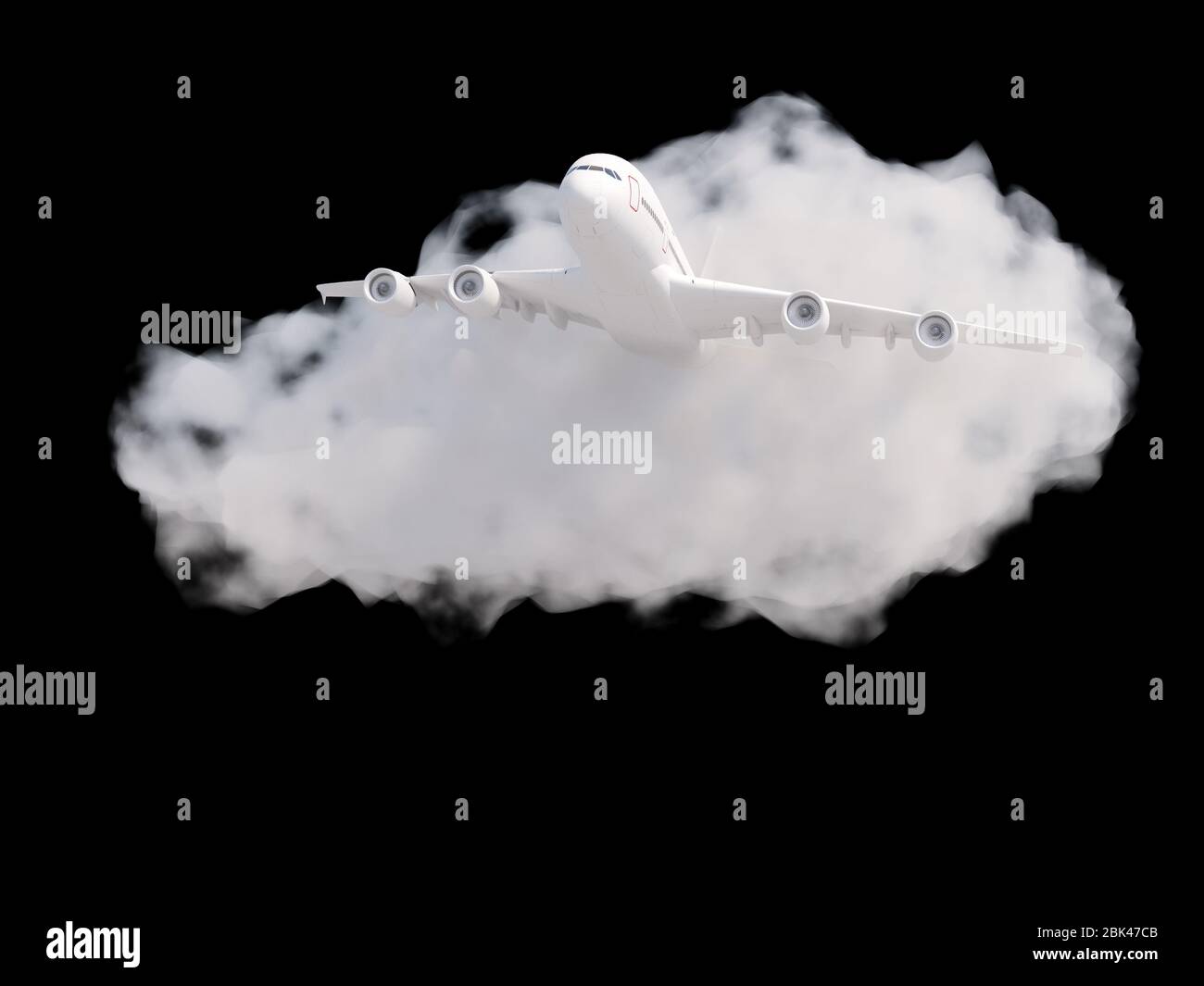 Airplane with cloud on pastel black background. Travel concept. 3d ...
