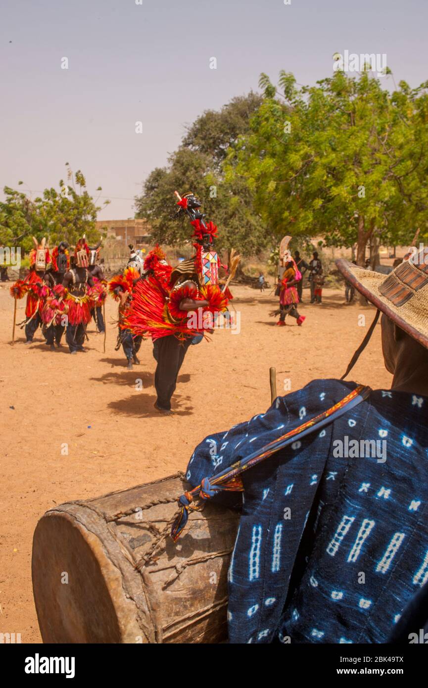 Traditional dances of the Dogon people in the village of Sangha in the ...