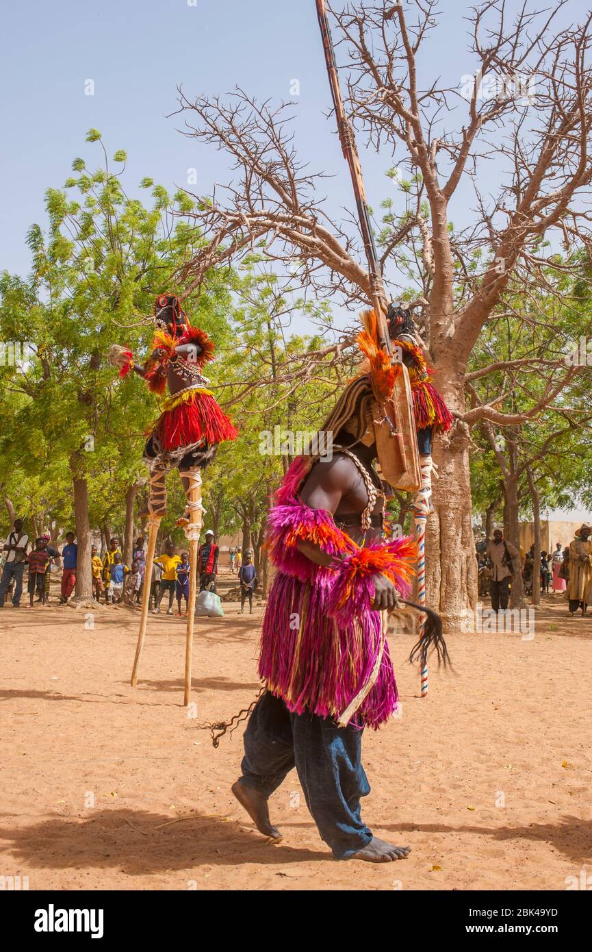 Traditional dances of the Dogon people in the village of Sangha in the ...