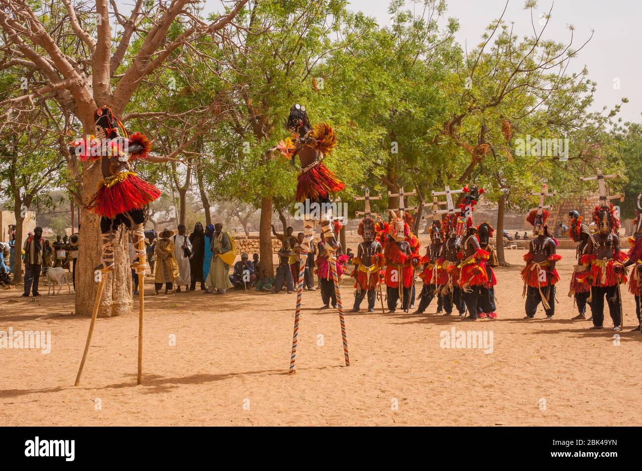 Traditional dances of the Dogon people in the village of Sangha in the ...