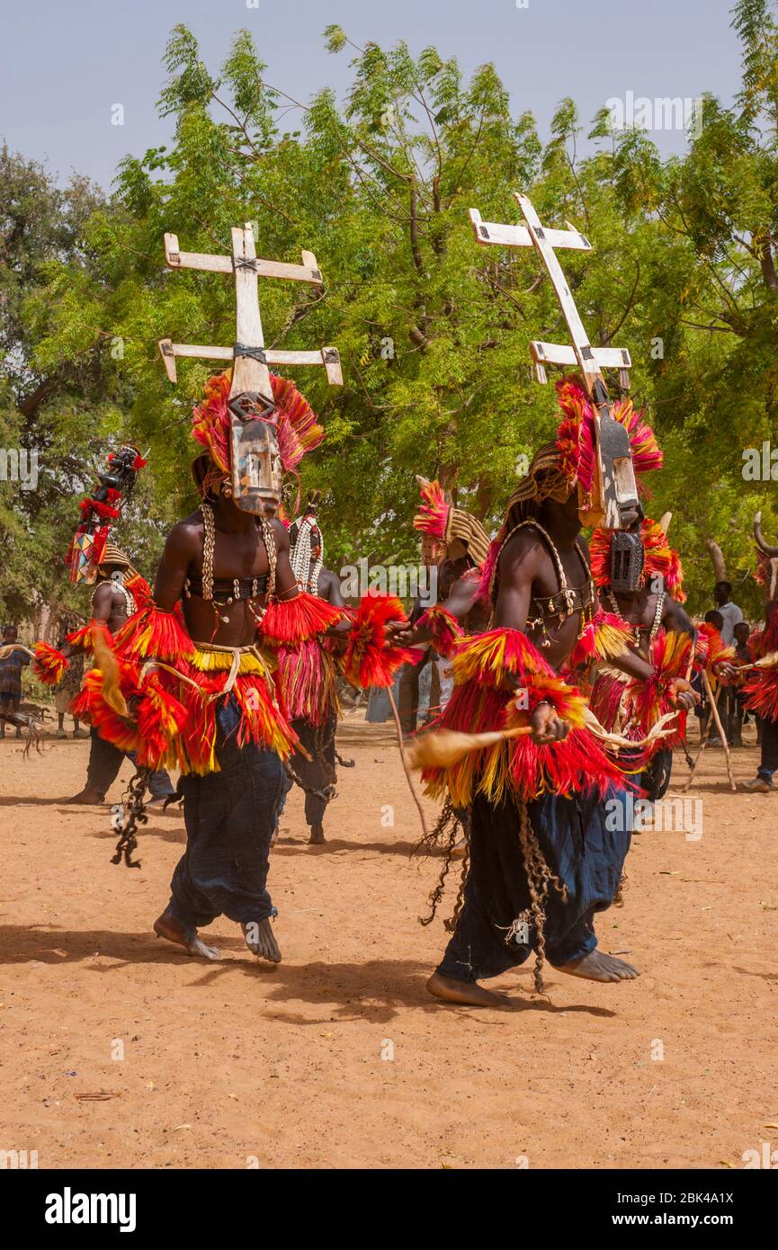 Traditional dances of the Dogon people in the village of Sangha in the ...