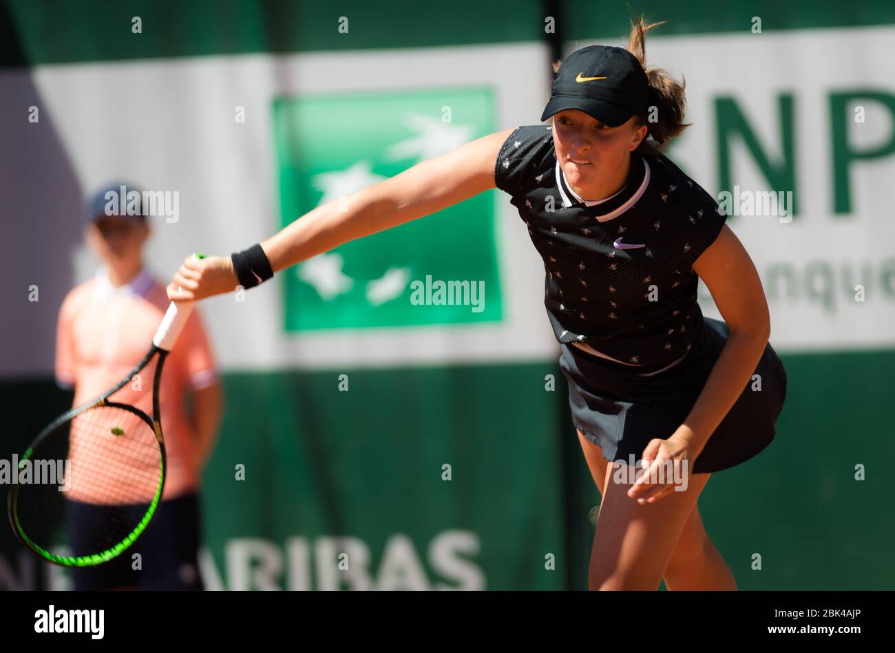 Iga Swiatek of Poland in action during her third-round match at the ...