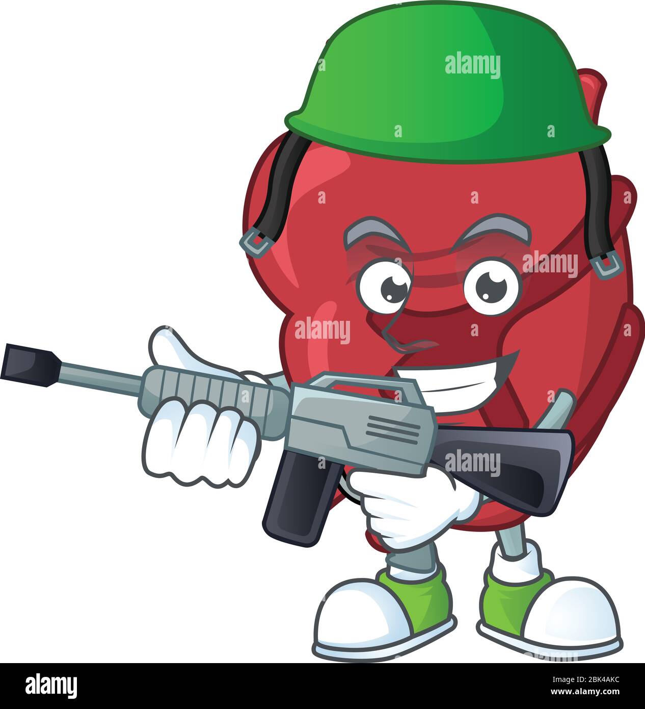 An elegant heart Army mascot design style using automatic gun. Vector ...
