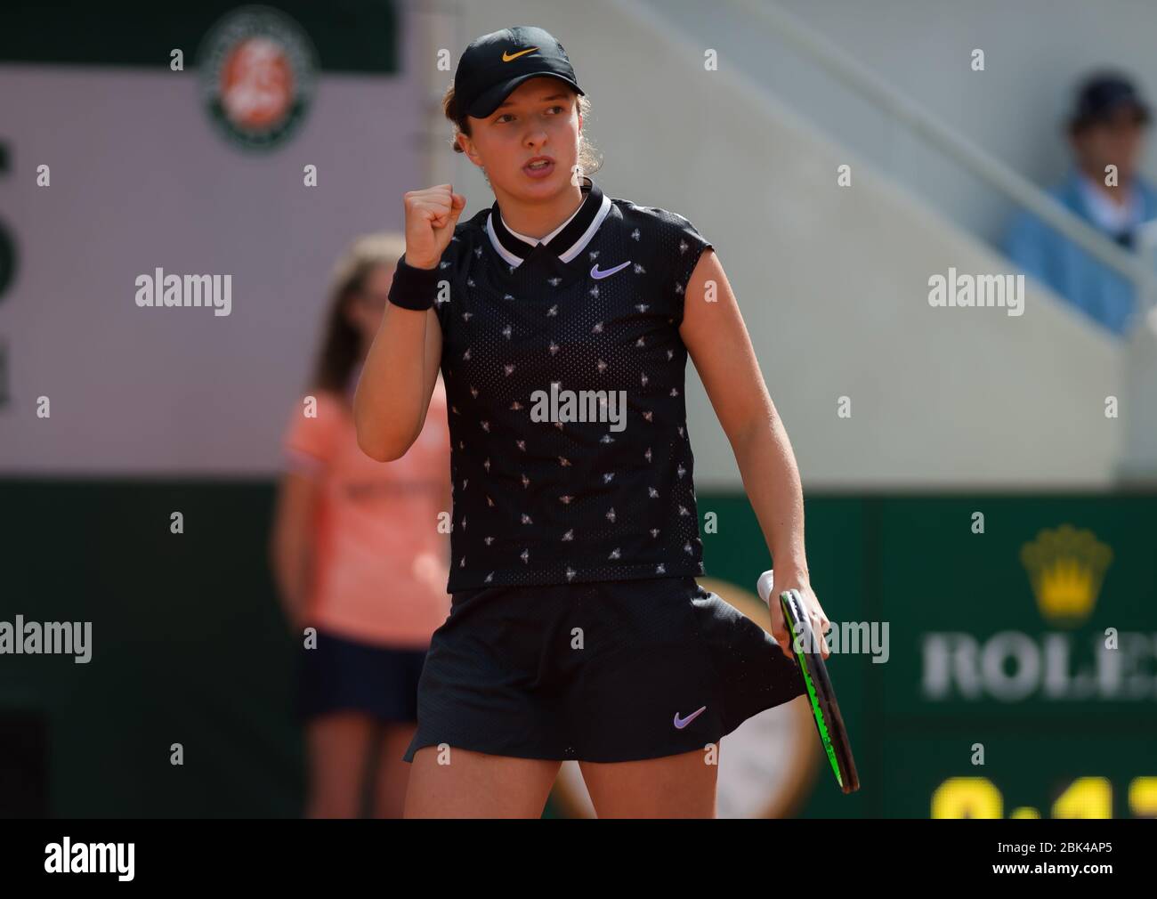 Iga Swiatek of Poland in action during her fourth-round match at the ...