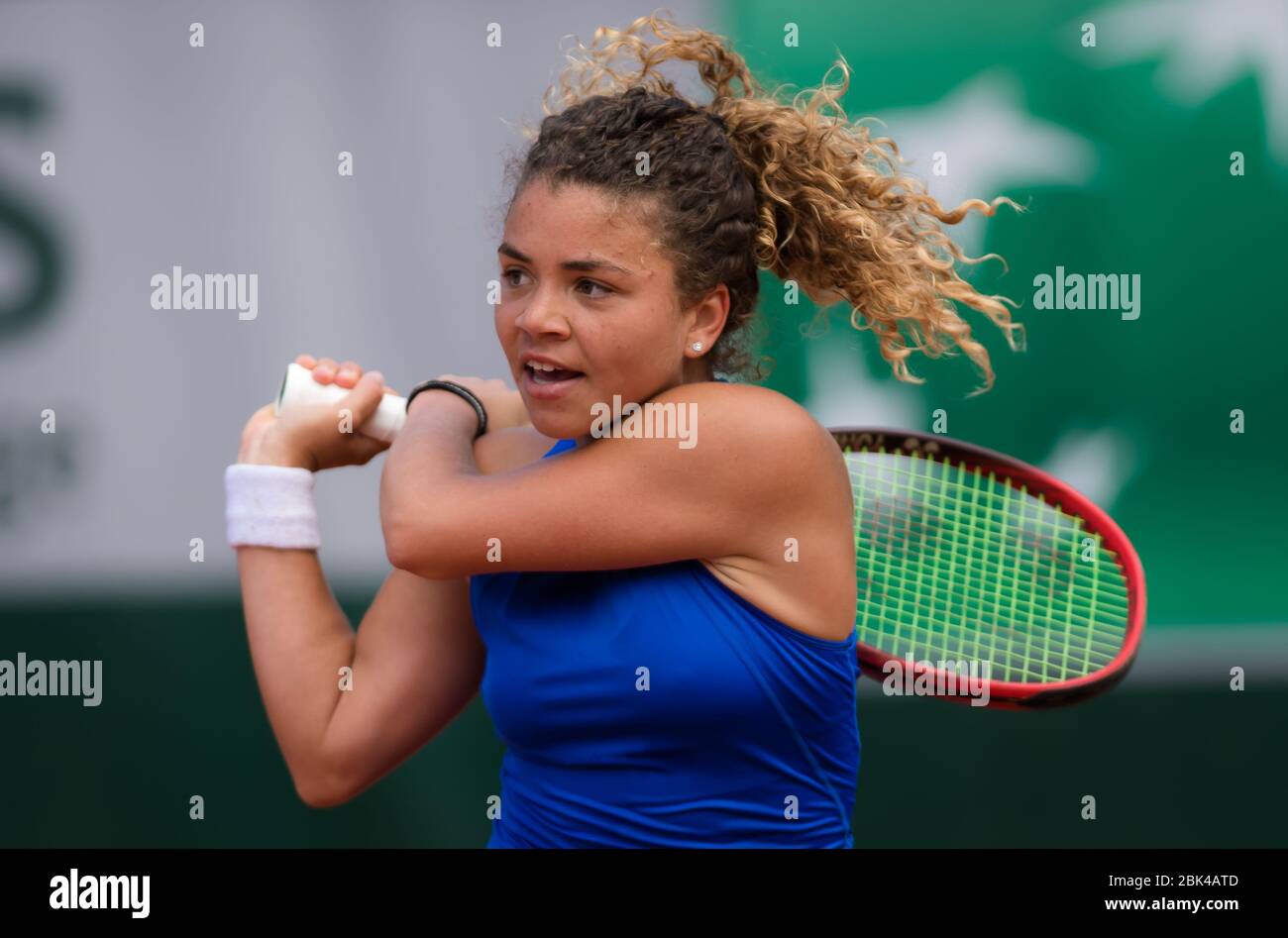 Jasmine Paolini of Italy in action during her first-round match at the ...