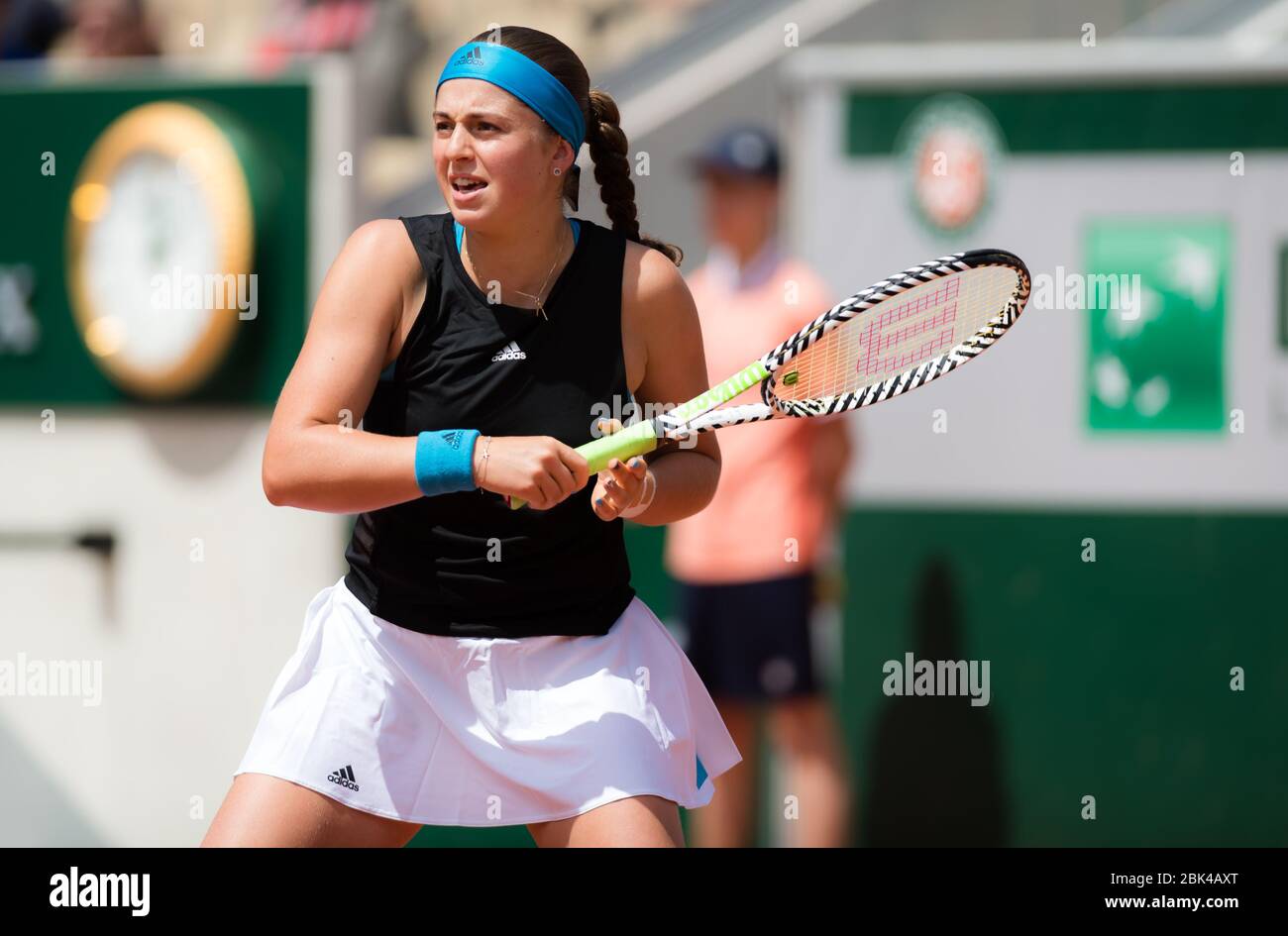 Jelena Ostapenko of Latvia in action during her first-round match at ...
