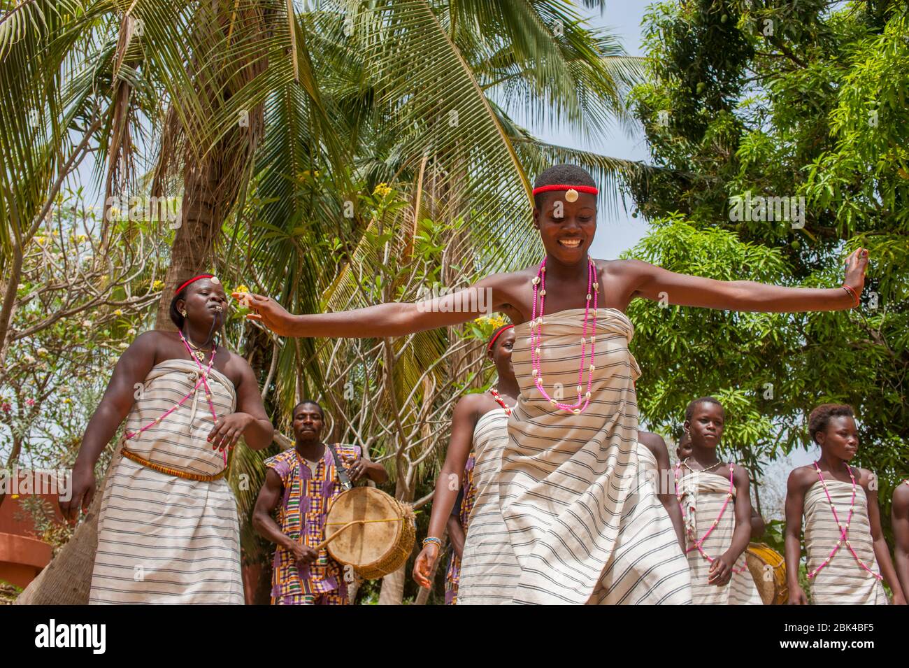 Young women performing traditional dances in Natitingou, north western ...