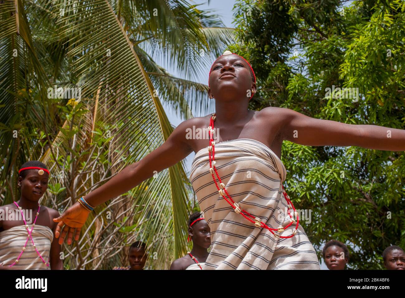 Young women performing traditional dances in Natitingou, north western ...