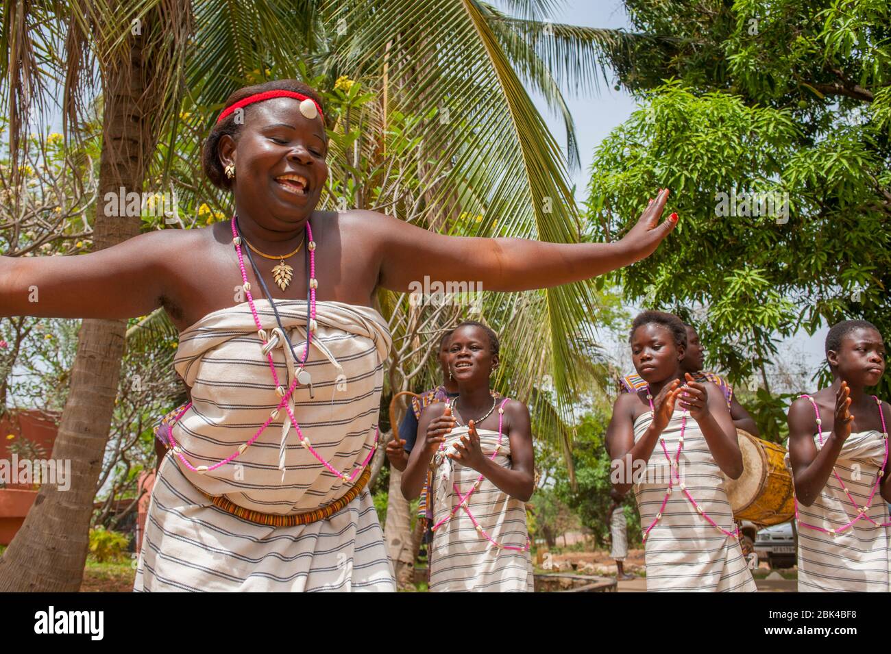 Young women performing traditional dances in Natitingou, north western ...