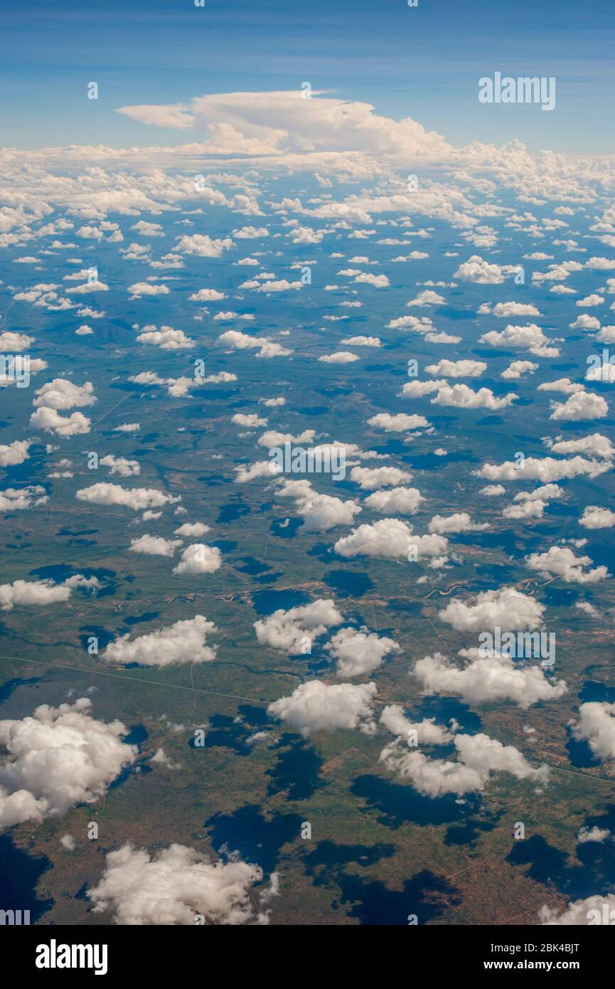 Aerial photo of cloud formations over the northern part of Namibia ...