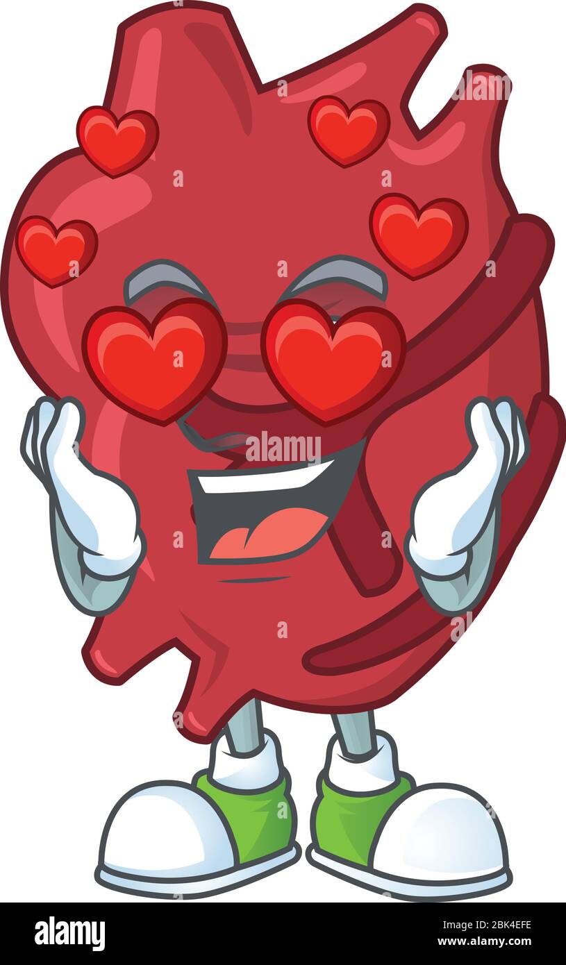 Charming heart cartoon character with a falling in love face. Vector ...