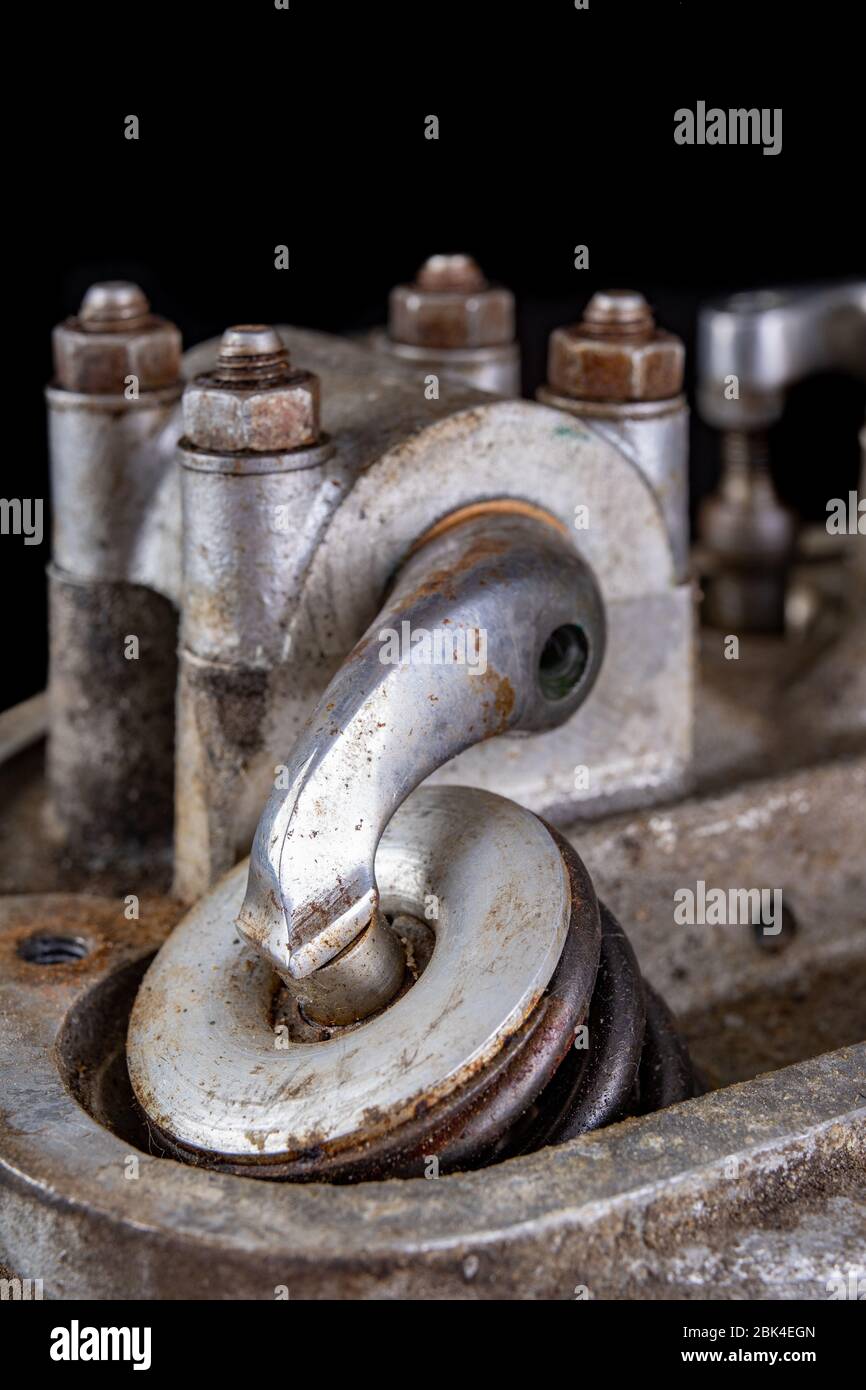 The valves of an internal combustion engine in a speedway motorcycle ...
