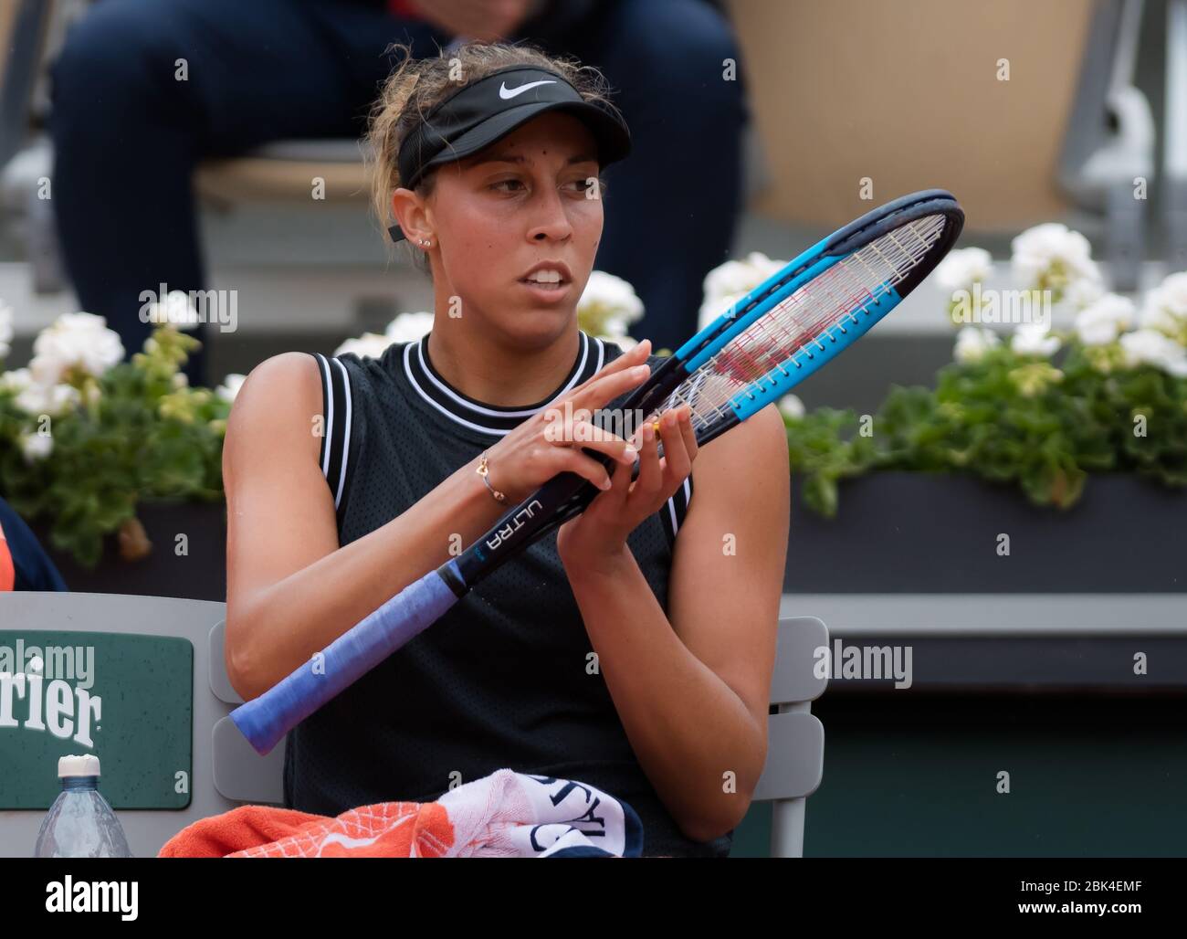 Madison Keys of the United States in action during her fourth-round ...