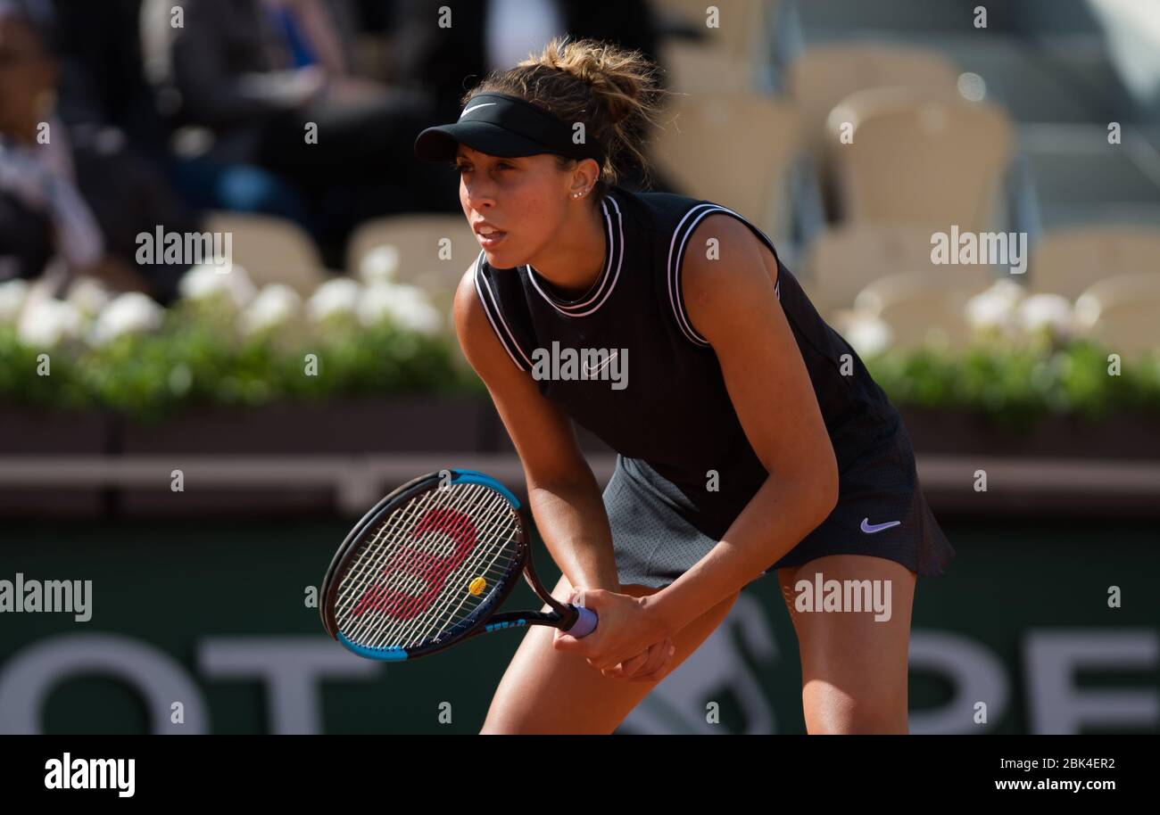 Madison Keys of the United States in action during her first-round ...