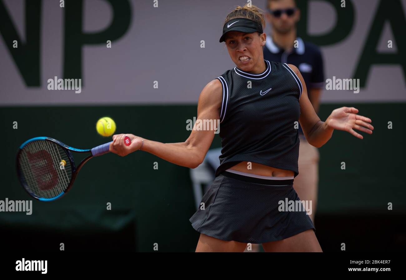 Madison Keys of the United States in action during her quarter-final ...