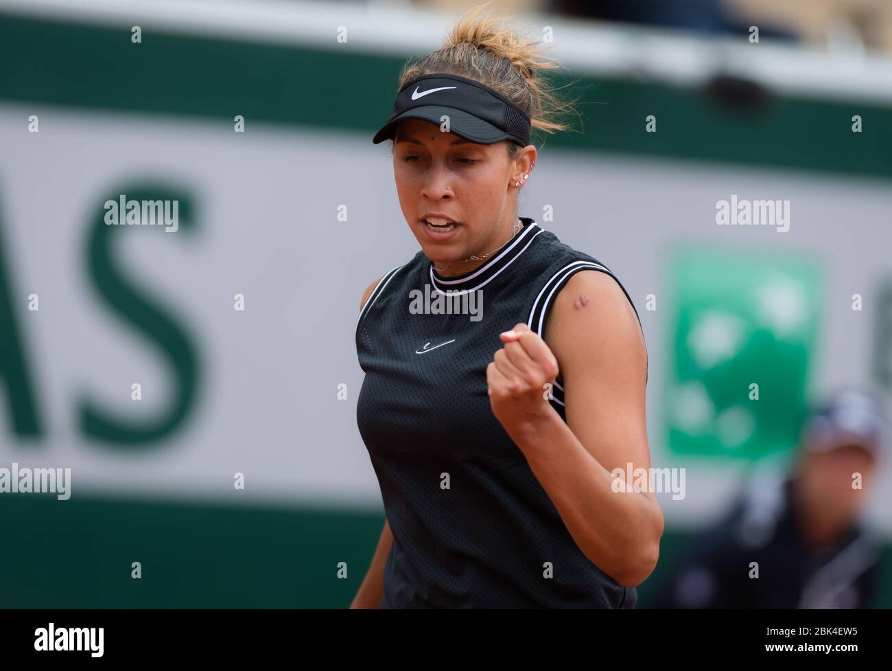 Madison Keys of the United States in action during her first-round ...