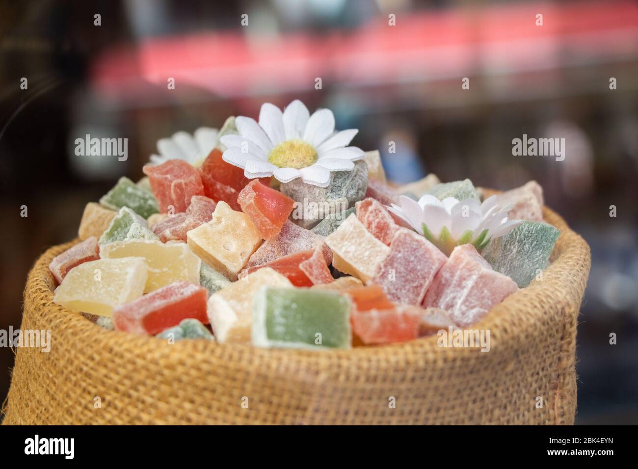 Traditional Turkish Delight, Sugar coated soft candy Stock Photo - Alamy