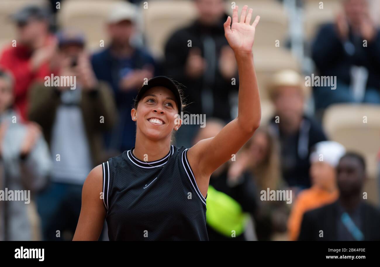 Madison Keys of the United States in action during her first-round ...