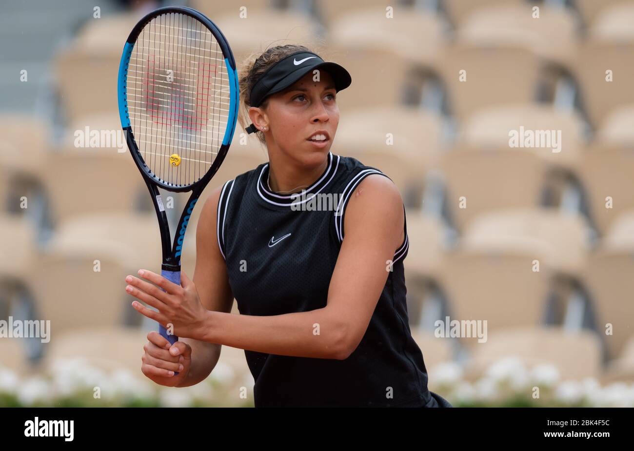 Madison Keys of the United States in action during her fourth-round ...