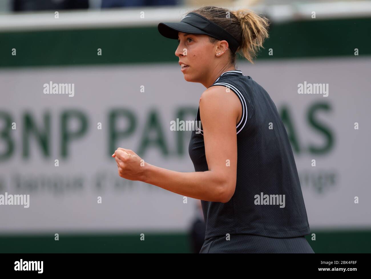 Madison Keys of the United States in action during her fourth-round ...