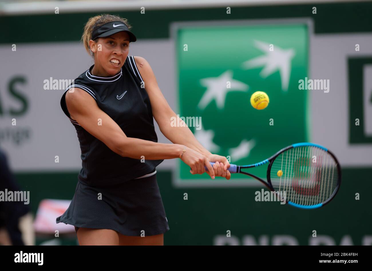 Madison Keys of the United States in action during her fourth-round ...