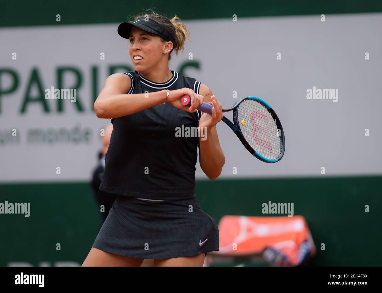 Madison Keys of the United States in action during her fourth-round ...