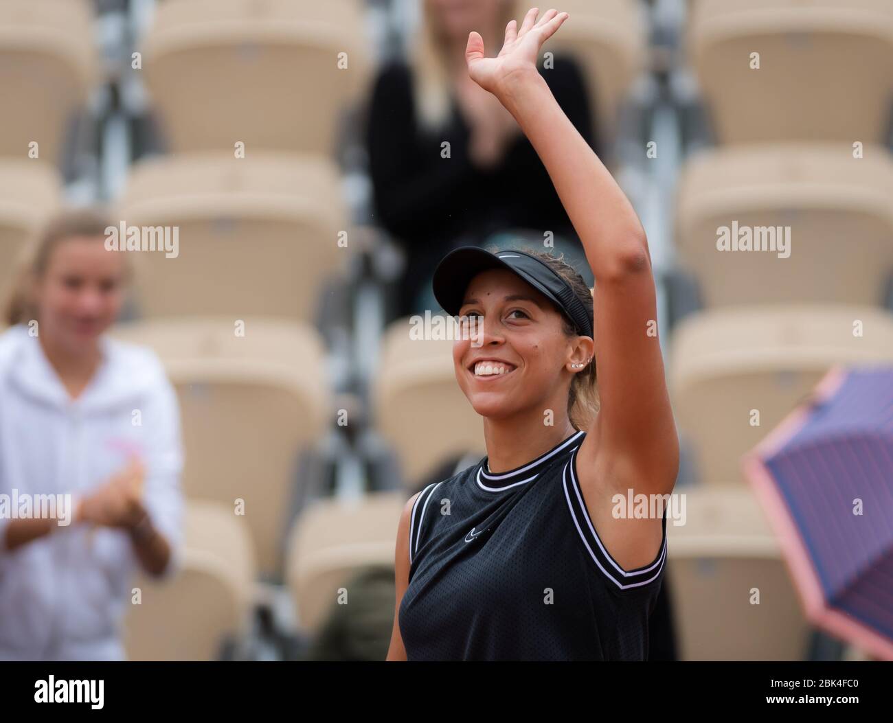Madison Keys of the United States in action during her fourth-round ...