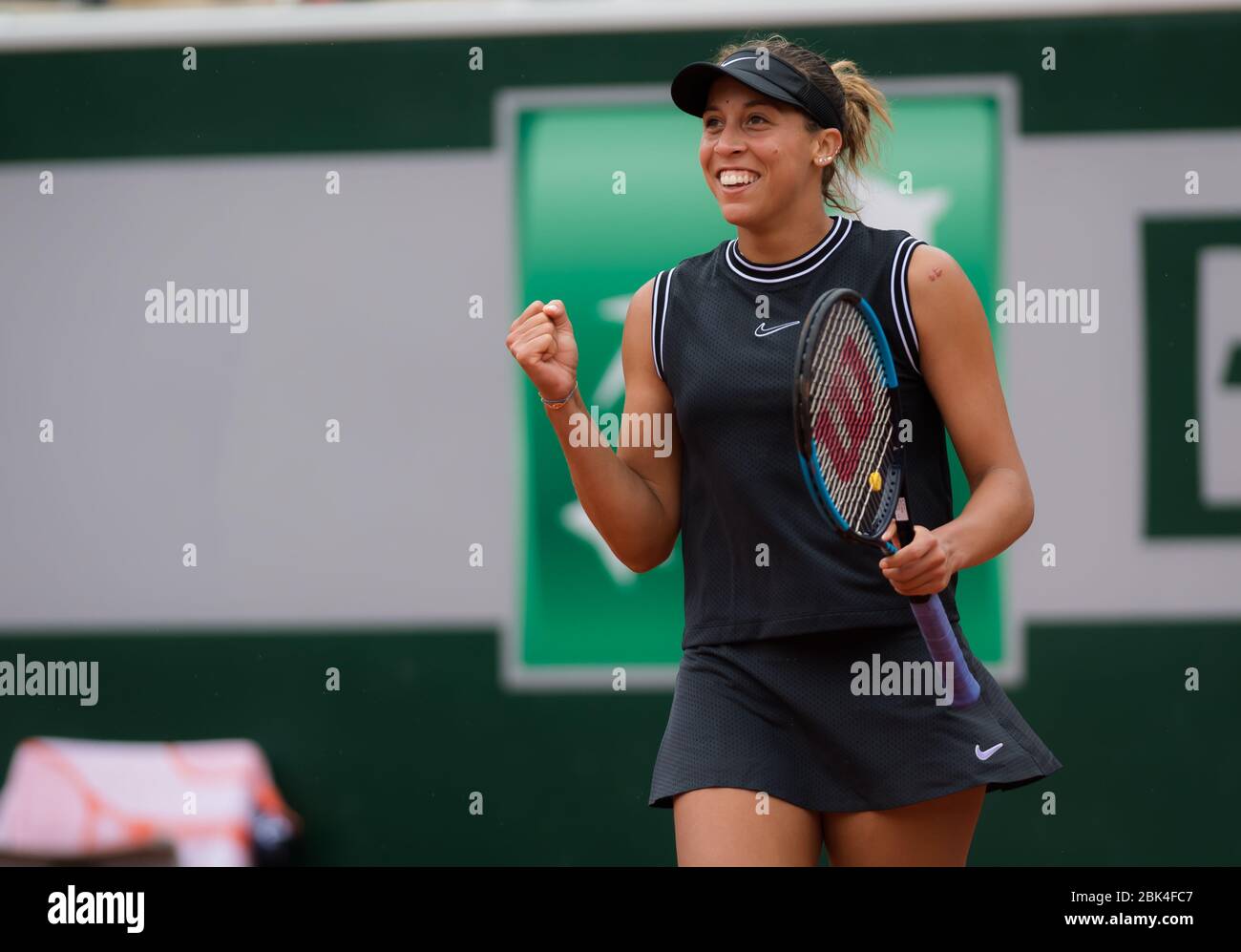 Madison Keys of the United States in action during her fourth-round ...