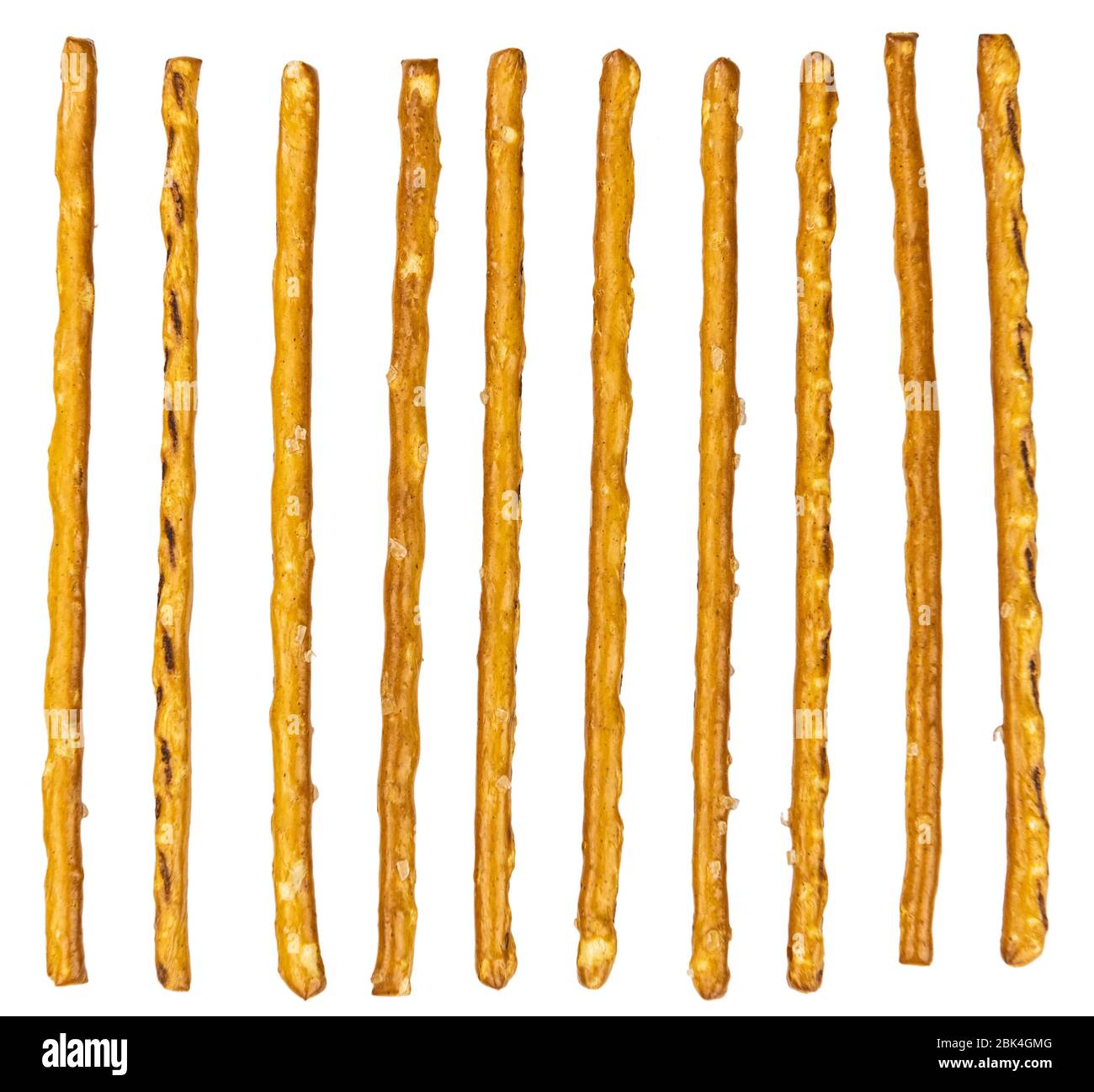 Some fresh made Sal Sticks as detailed close up shot isolated on white ...