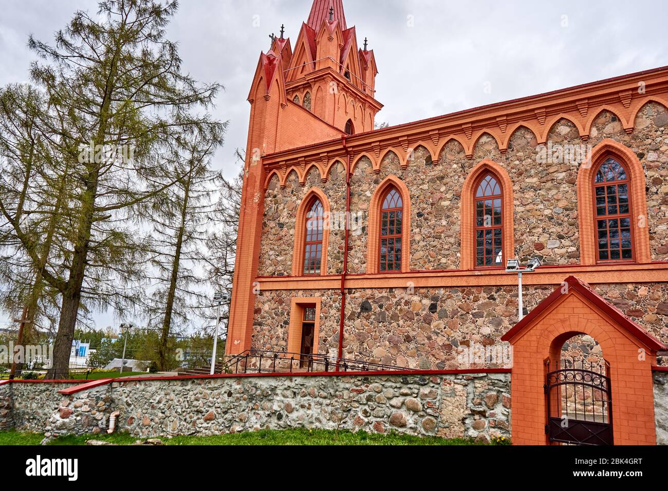 Stones and red bricks church Stock Photo - Alamy
