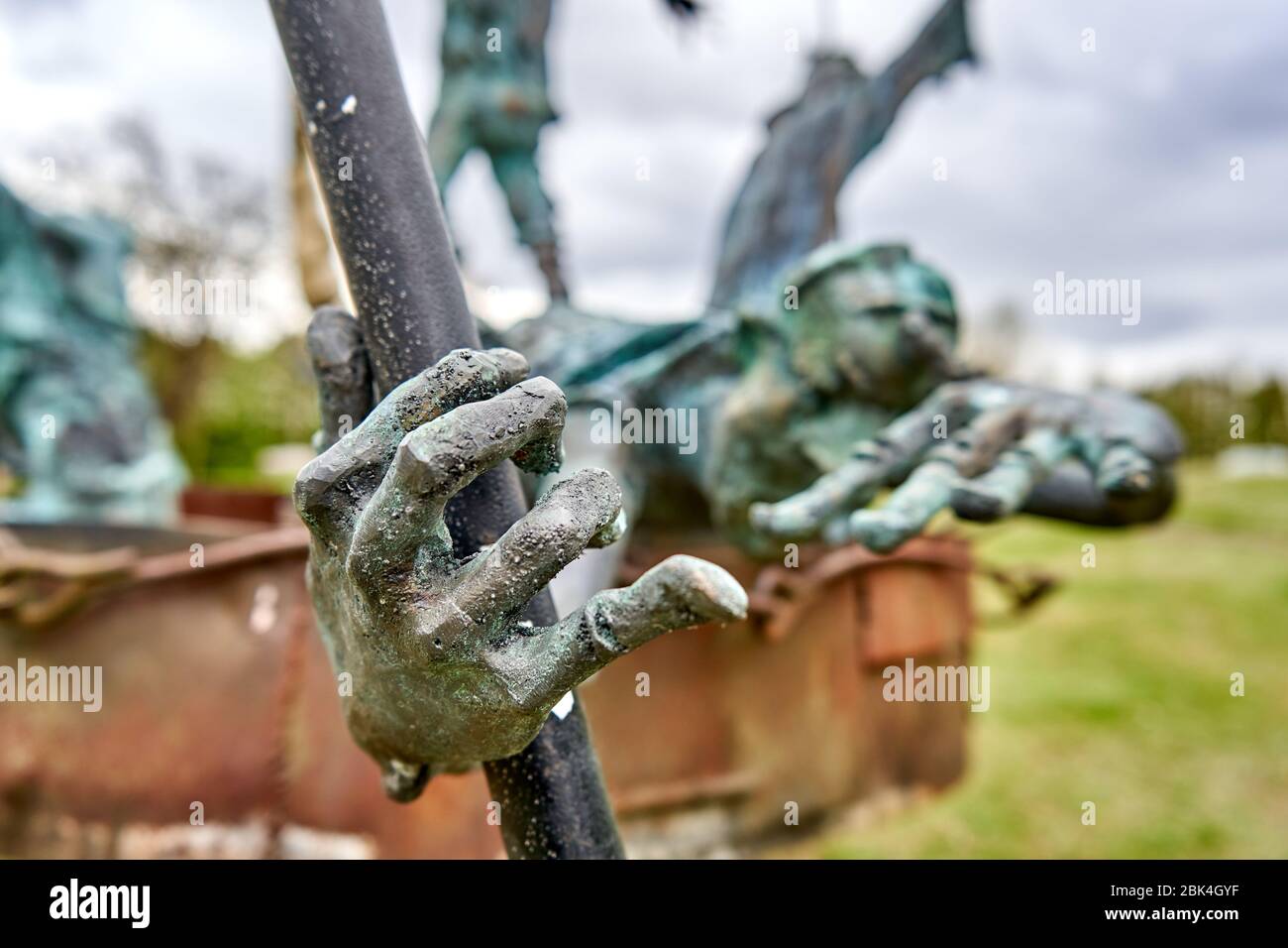 Hand with a pipe made from metal. Full body in blurry background Stock ...