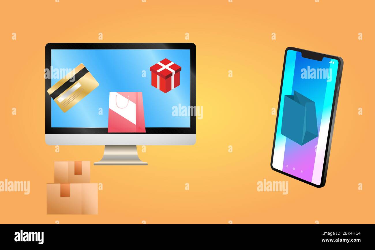 Mobile ecommerce shop vector hi-res stock photography and images - Alamy