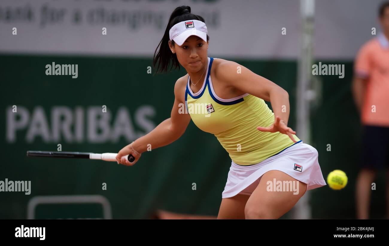 Priscilla Hon of Australia in action during her second-round match at ...