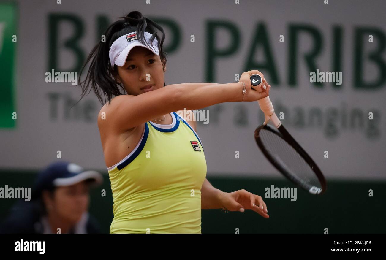 Priscilla Hon of Australia in action during her second-round match at ...