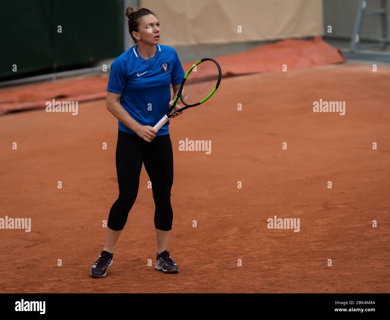 Simona Halep of Romania practices at the 2019 Roland Garros Grand Slam ...