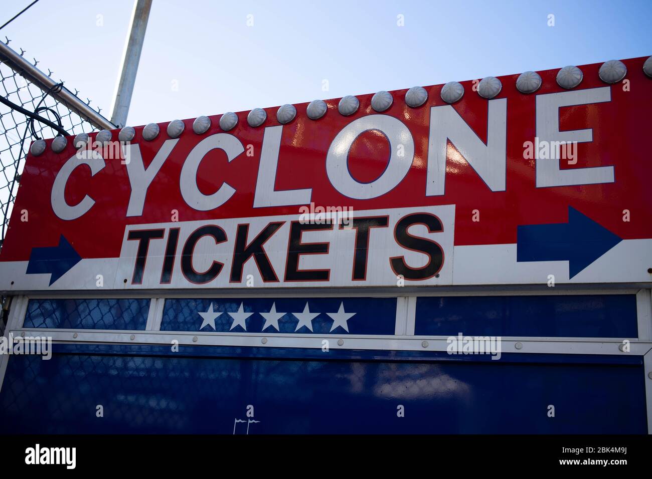 Coney Island, NY - November 26, 2019: Cyclone ticket sign view in Coney ...