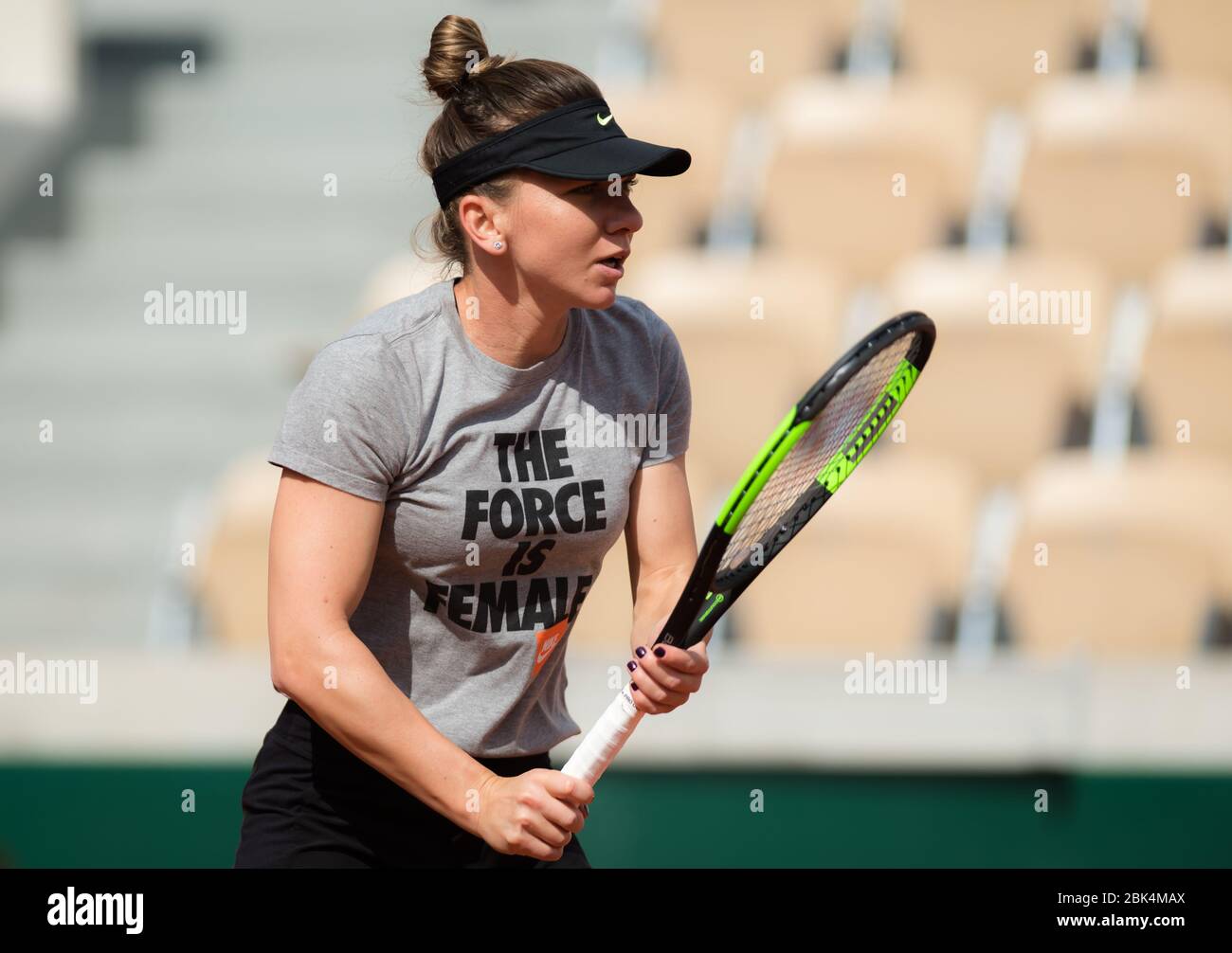 Simona Halep of Romania during practice at the 2019 Roland Garros Grand ...
