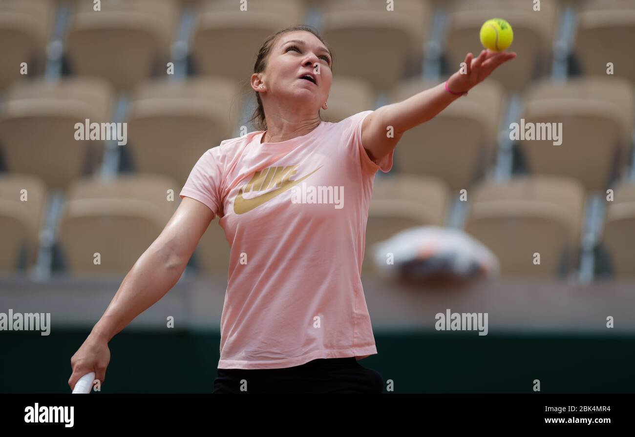 Simona Halep of Romania during practice at the 2019 Roland Garros Grand ...