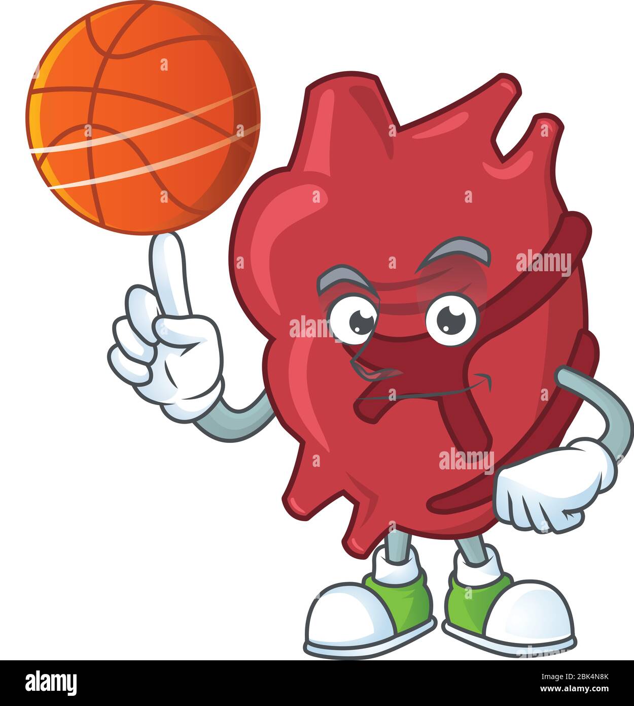 An athletic heart cartoon design style playing basketball. Vector ...