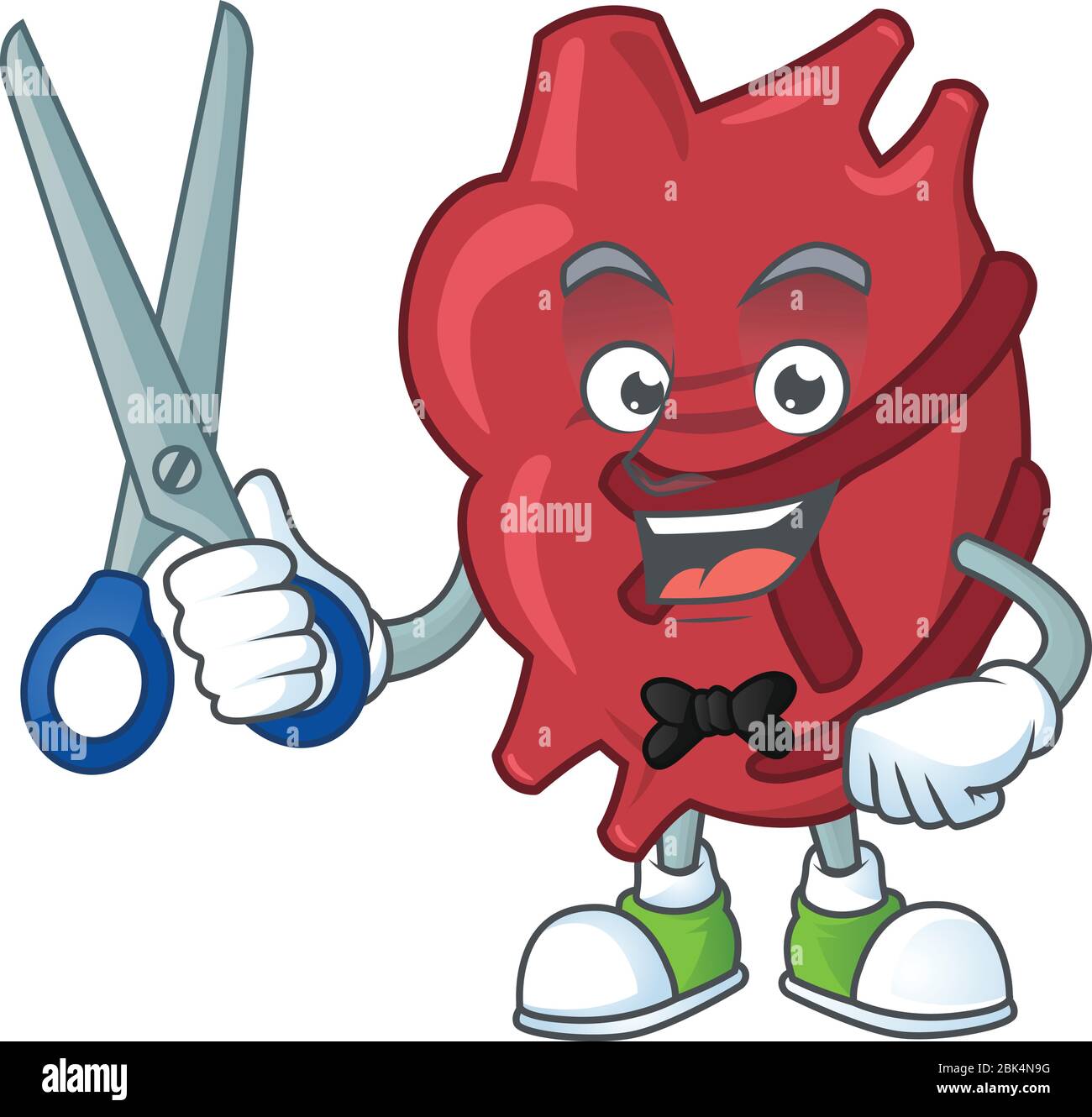 Cute Barber heart cartoon character style with scissor. Vector ...