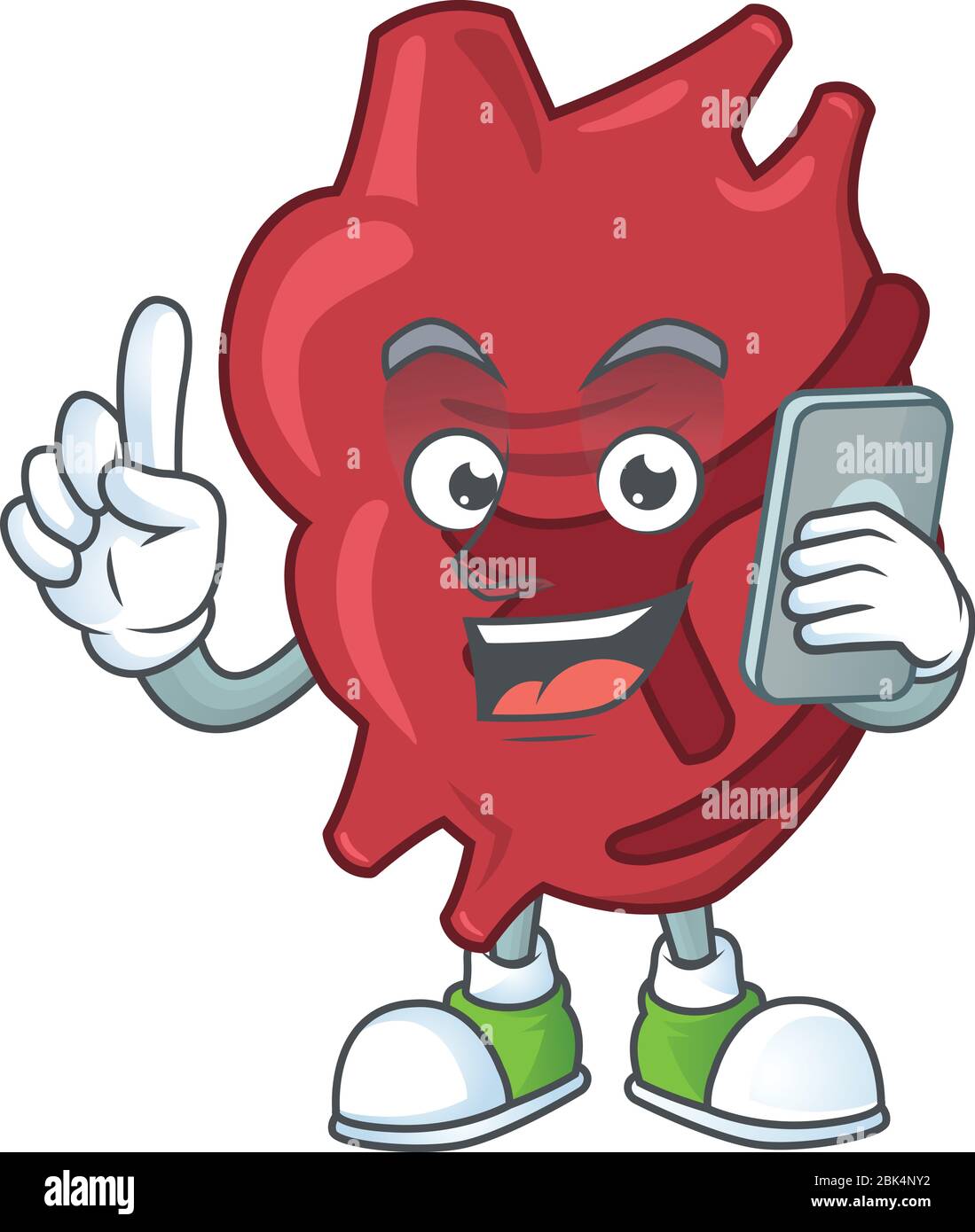 Cartoon design concept of heart talking on phone. Vector illustration ...