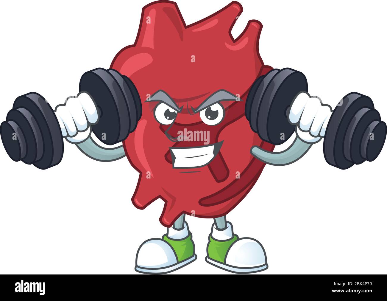 Fitness exercise heart cartoon character using barbells. Vector ...