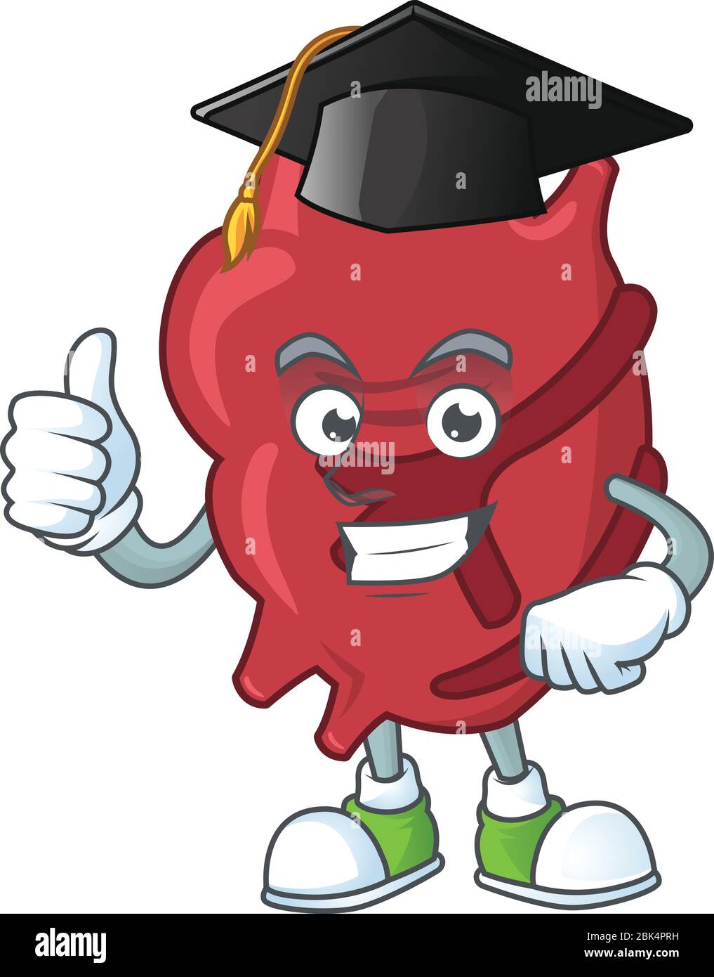 Mascot design concept of heart proudly wearing a black Graduation hat ...