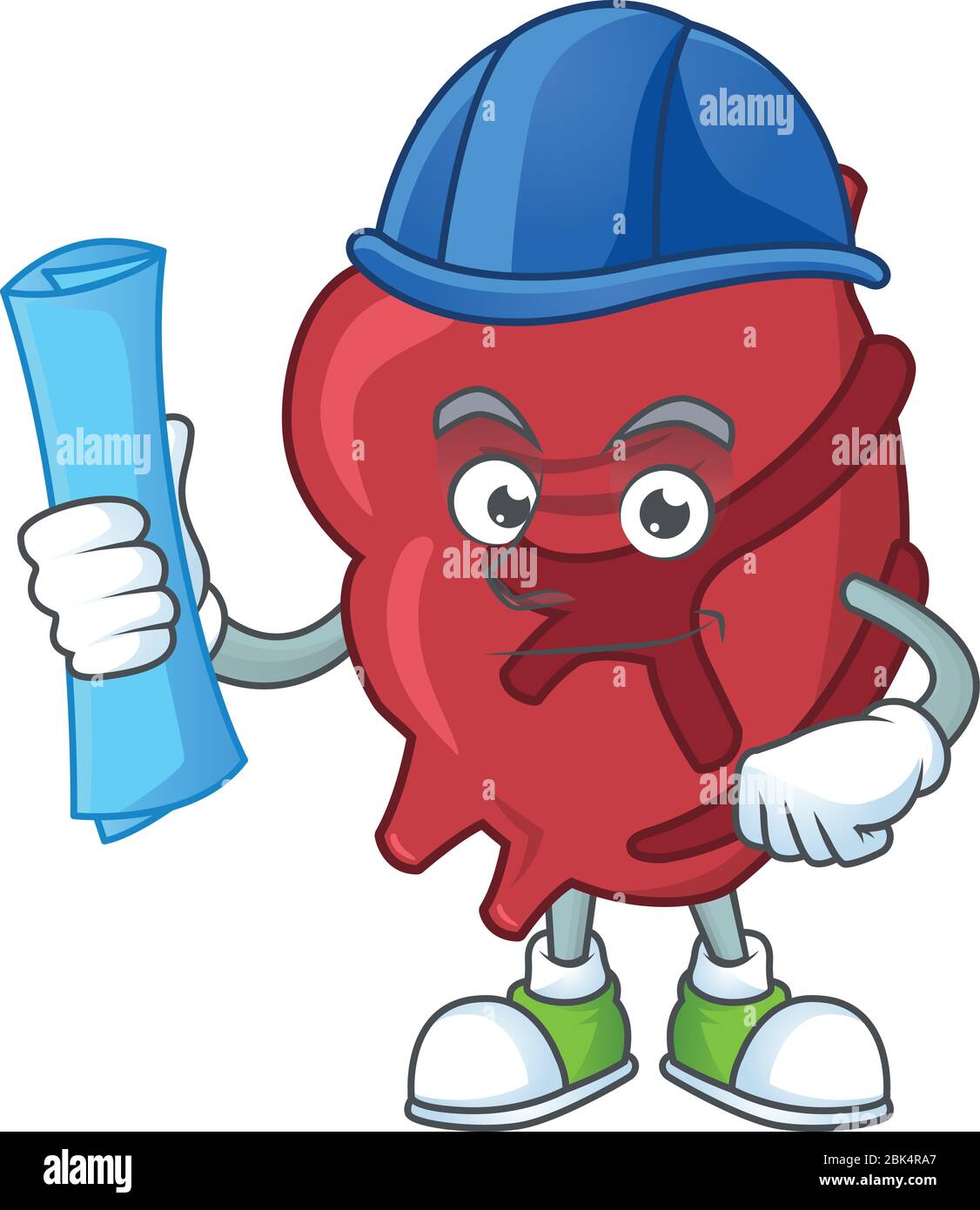 Talented Architect heart cartoon design style having blue prints ...