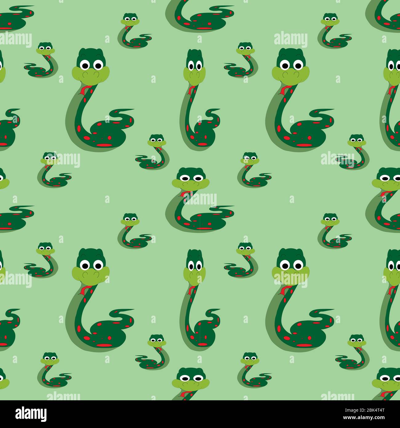 Illustrated green snakes slithering in green repeating seamless pattern ...